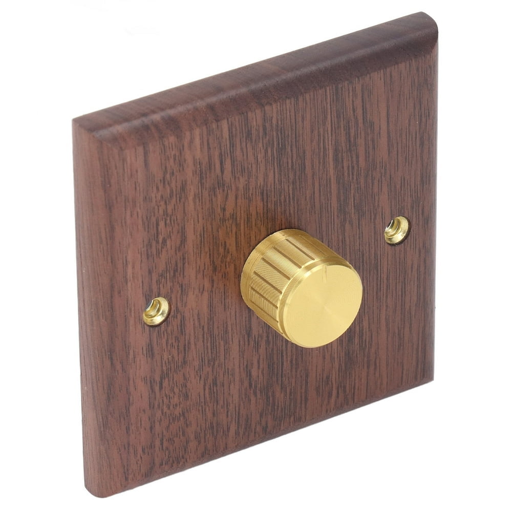EIMELI Dimmer Switch with Brass Knob Black Walnut Wood Rotary Dimming ...