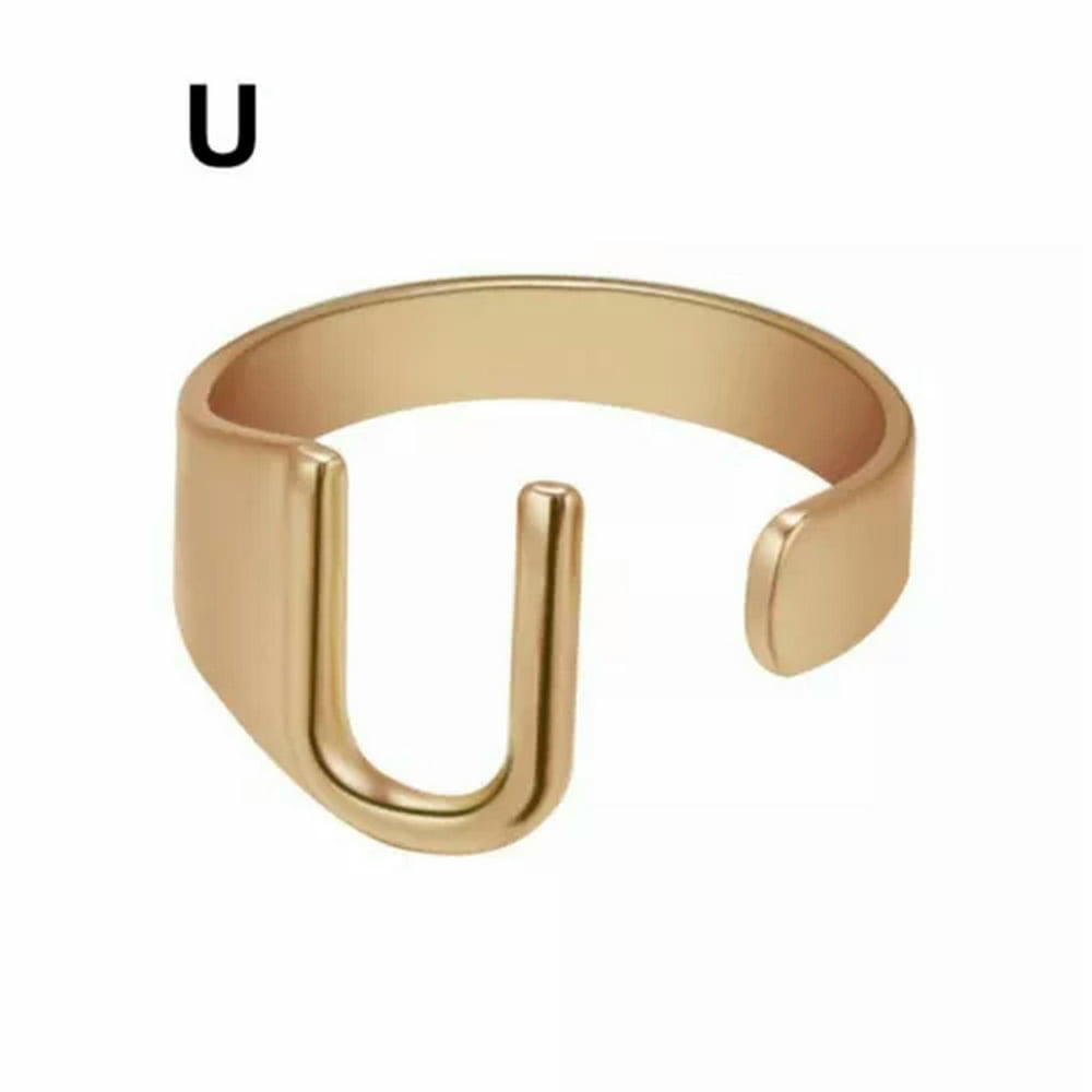 EIMELI Fashion Adjustable Initial Alphabet Letter A-Z Ring Finger Rings ...