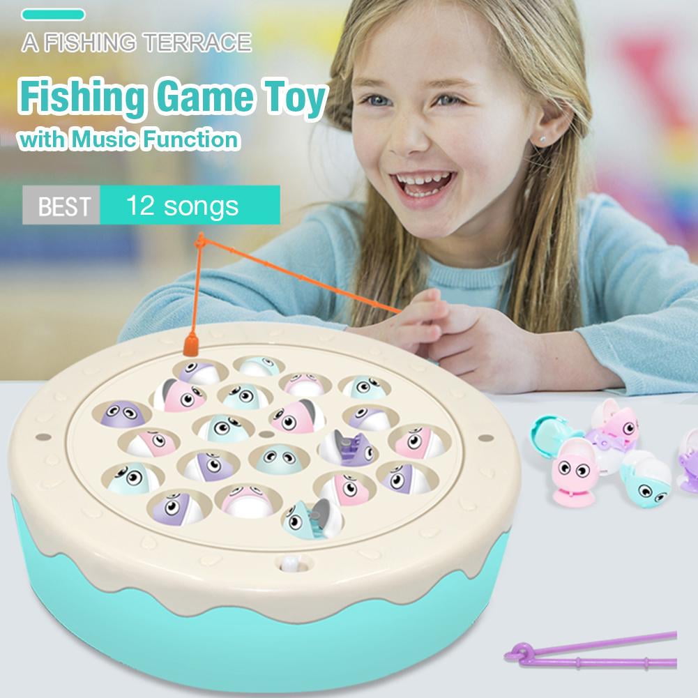 EIMELI Fishing Game Toy Set with Music Rotating Board 21 Fish 2 Poles ...