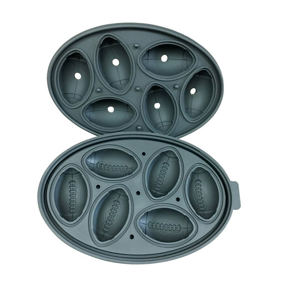 EIMELI Football Shape Silicone Ice Cube Maker Black Freeze Mold Tray ...