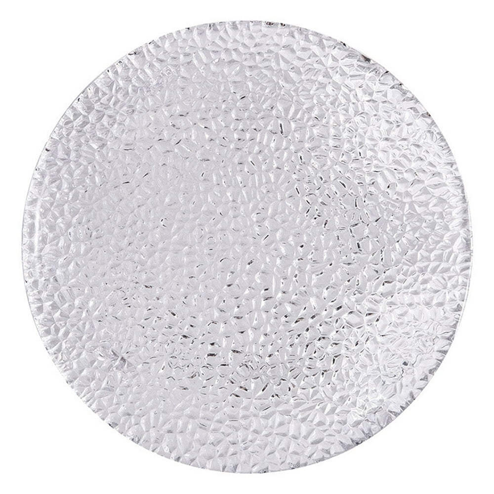 EIMELI Glass Plate Round Glass Dinner Plate Clear Glass Hammered Dish ...