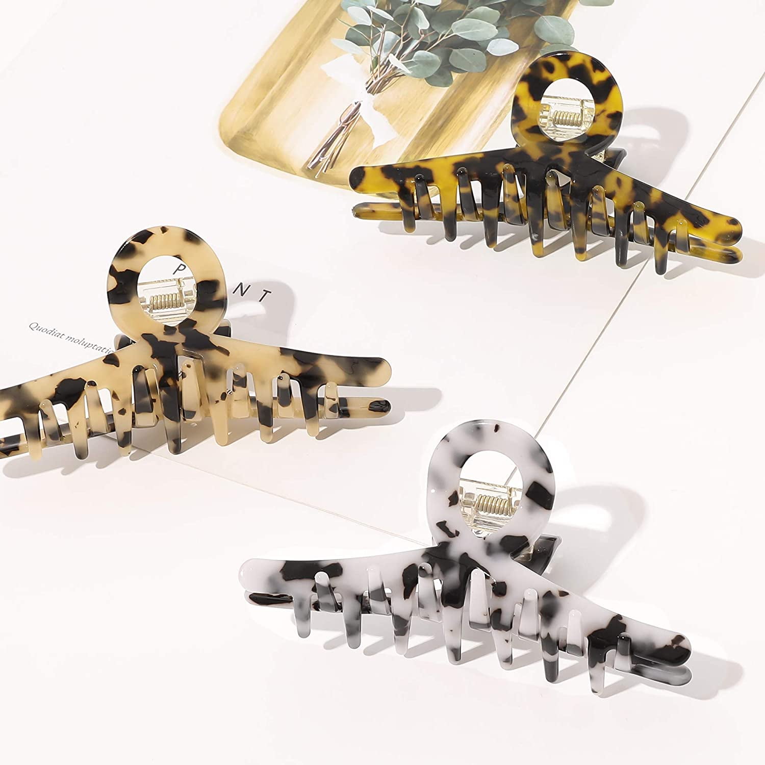 EIMELI Hair Claw Clips for Women - Banana No Slip Grip Jaw Clip Leopard ...