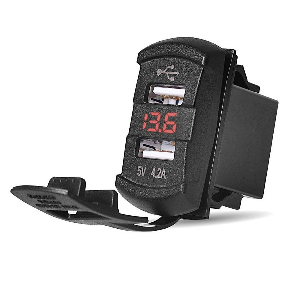 EIMELI LED Dual Port USB Charger Socket with Voltmeter Safe Waterproof ...