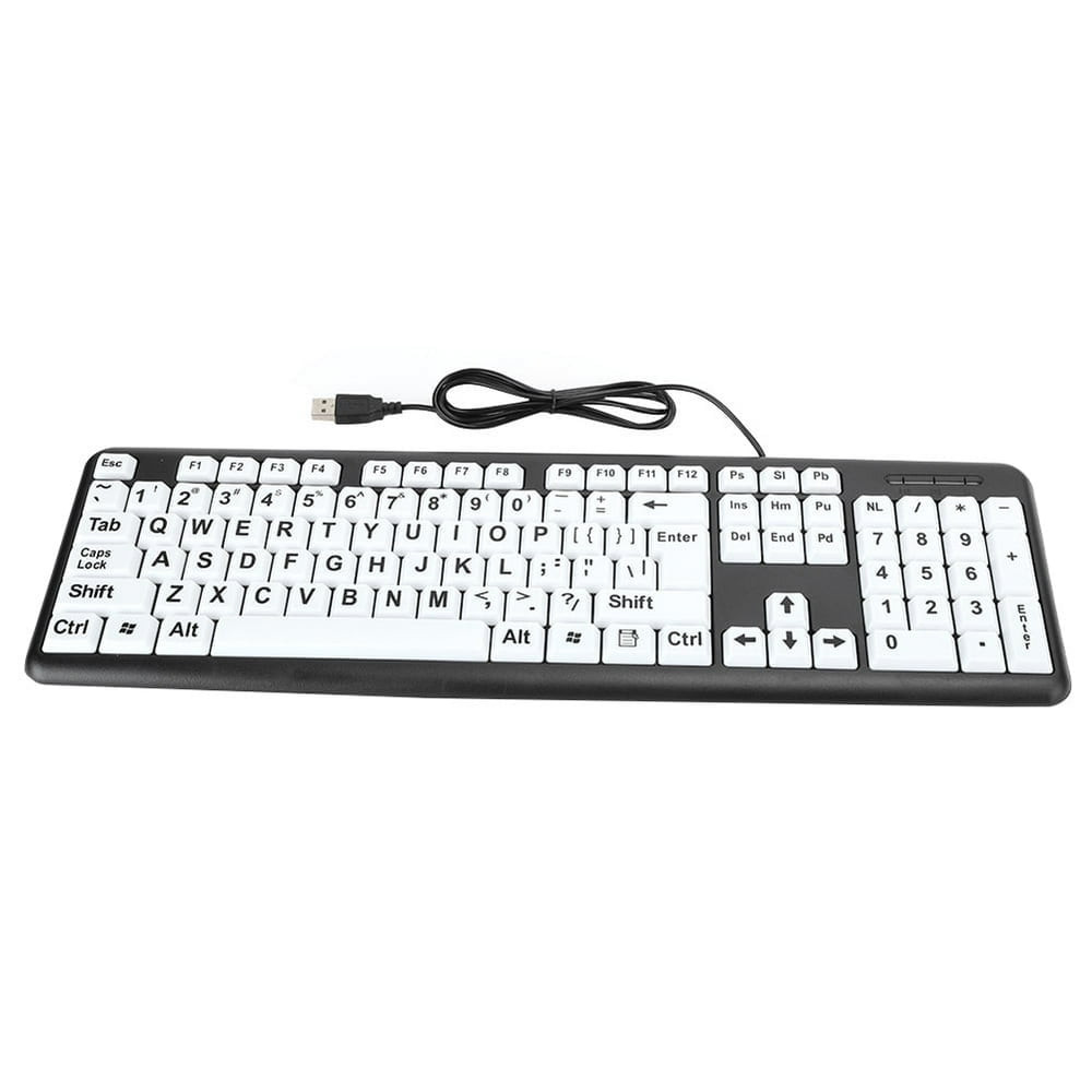 EIMELI Large Print Full Size Computer Keyboard High Contrast Black ...