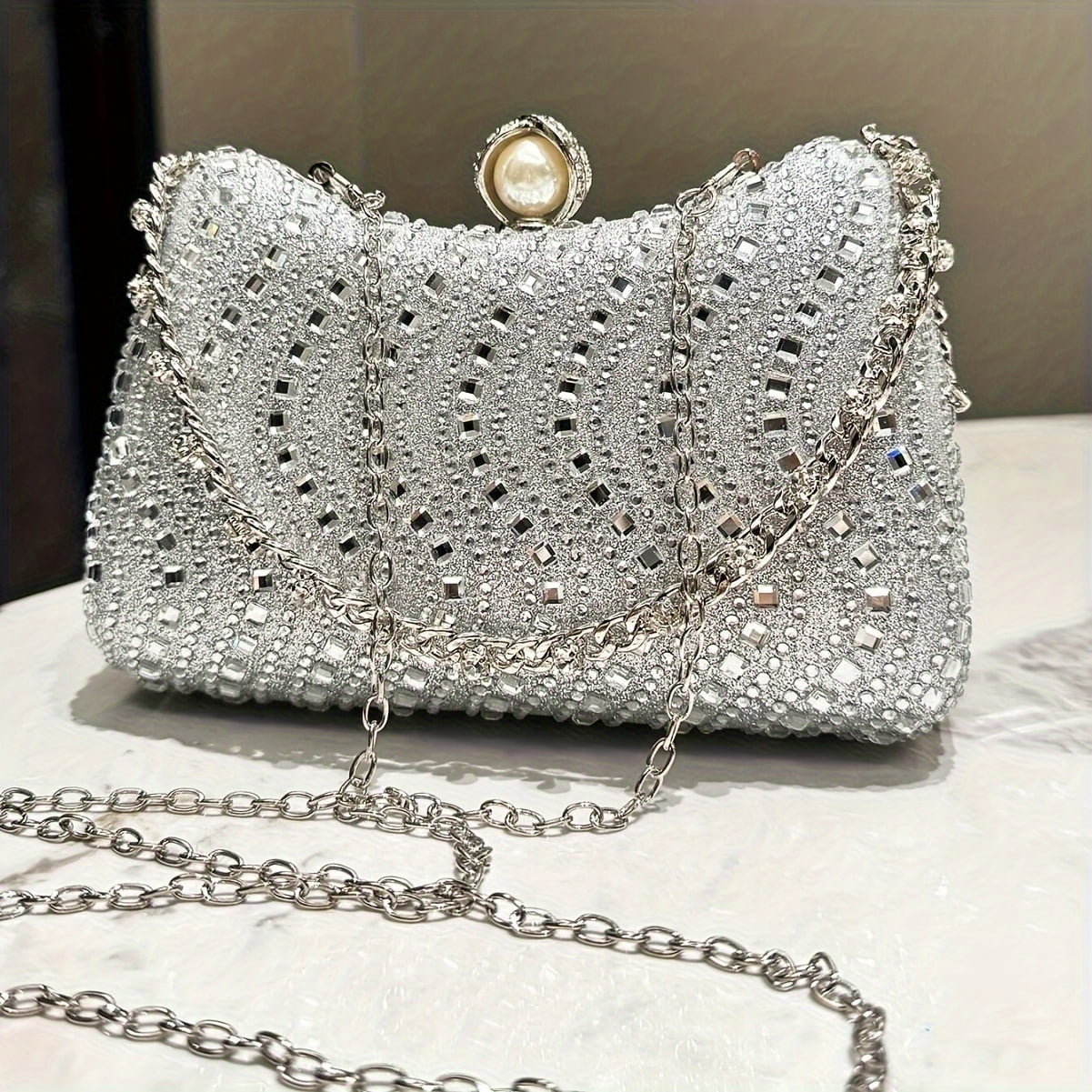 EIMELI Luxurious One-of-a-Kind Rhinestone Encrusted Clutch Evening Bag ...