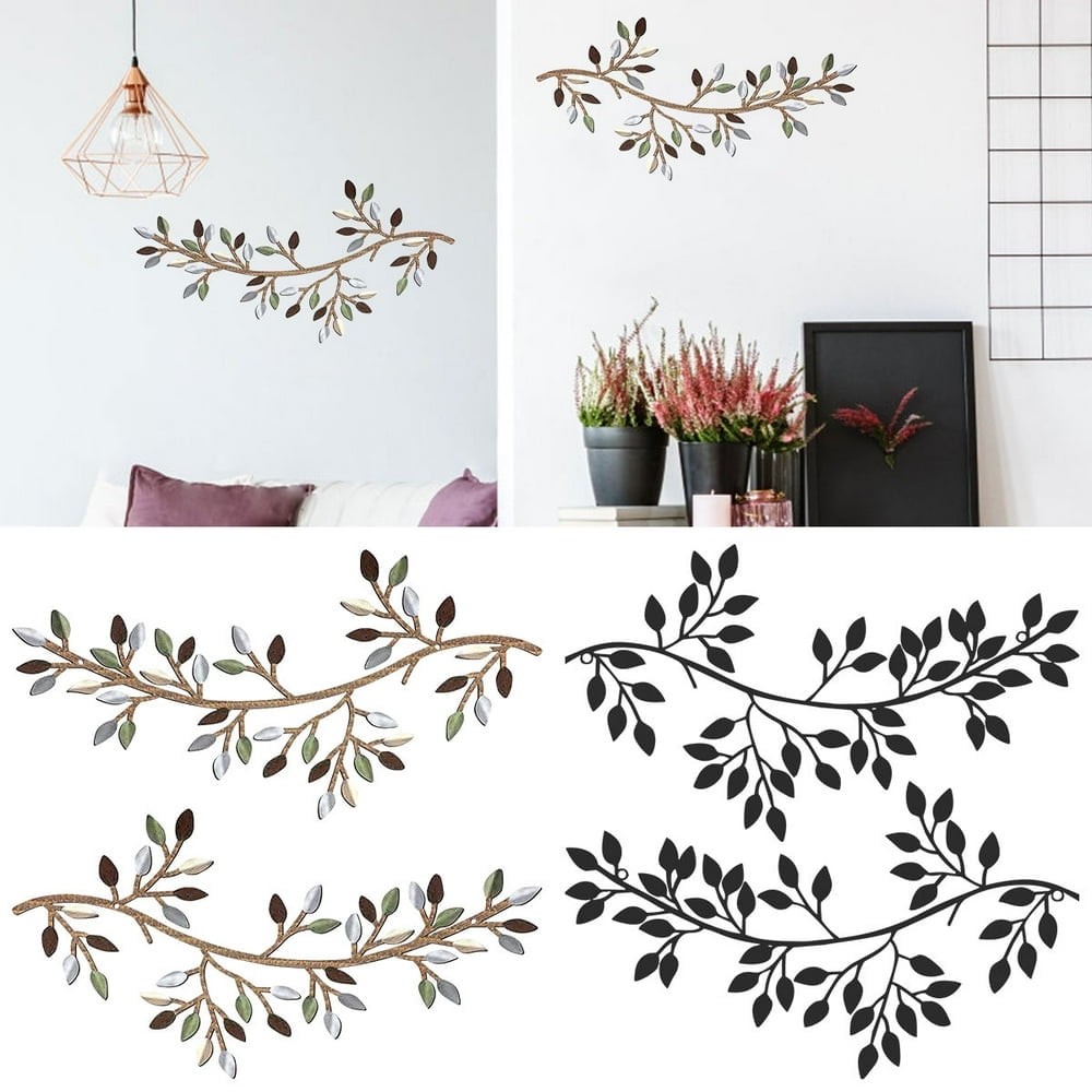 EIMELI Metal Tree Leaf Wall Decor Vine Olive Branch Leaf Wall 2Pcs Art ...