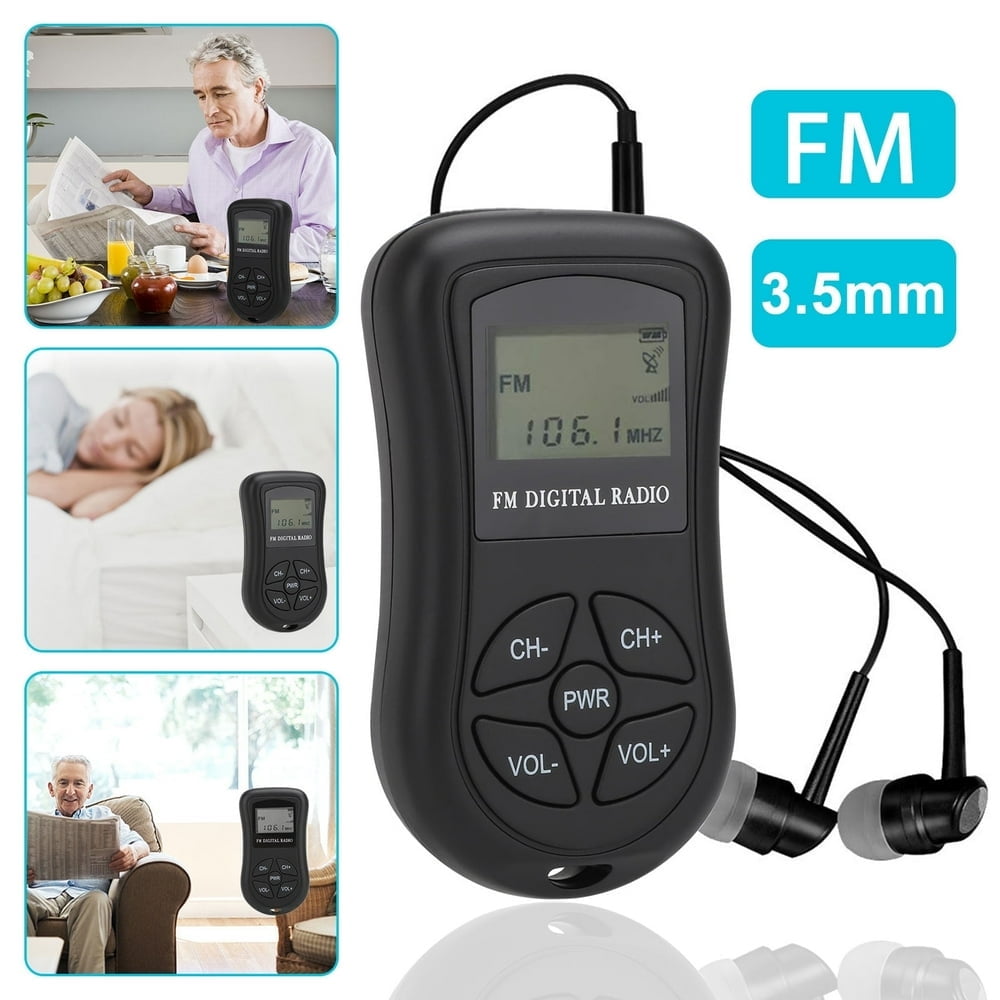 EIMELI Mini Portable FM Radio Stereo LCD Digital Display Tuning Pocket ...