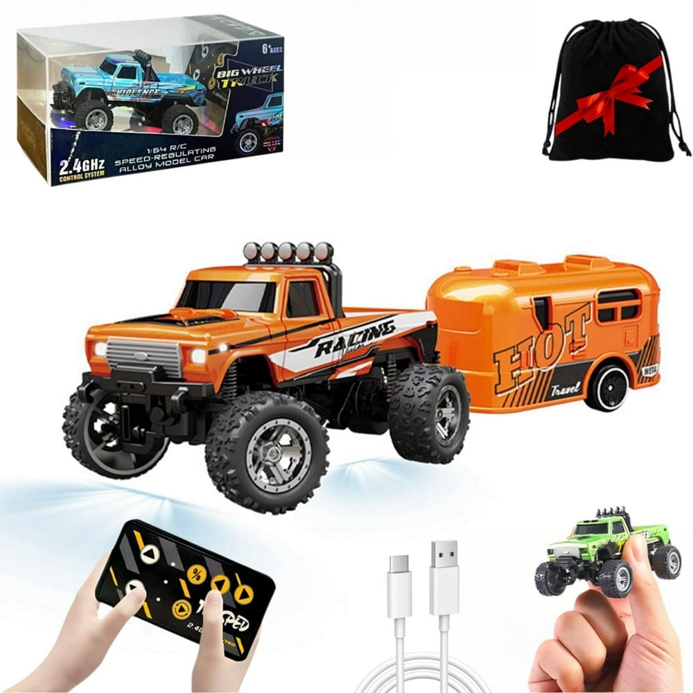 EIMELI Mini Rc Monster Truck 1/64 Scale Monster Truck with Lights 2 ...