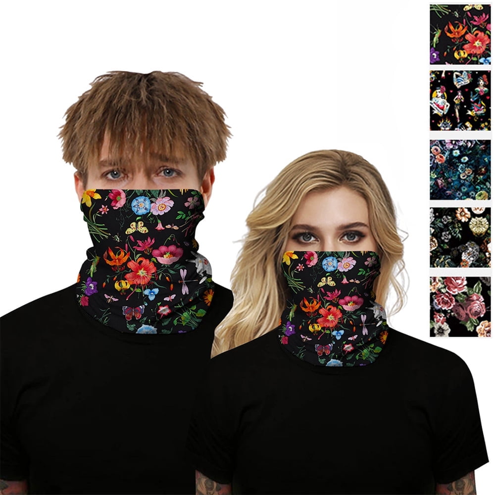 EIMELI Printed Face Cover Mouth Mask Scarf Bandanas Neck Gaiter - Dust ...