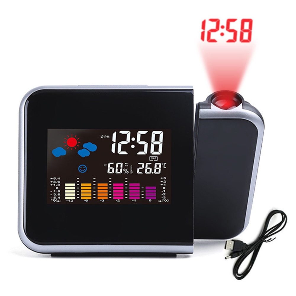 EIMELI Projection Alarm Clock Smart LCD Display LED Backlight Projector ...