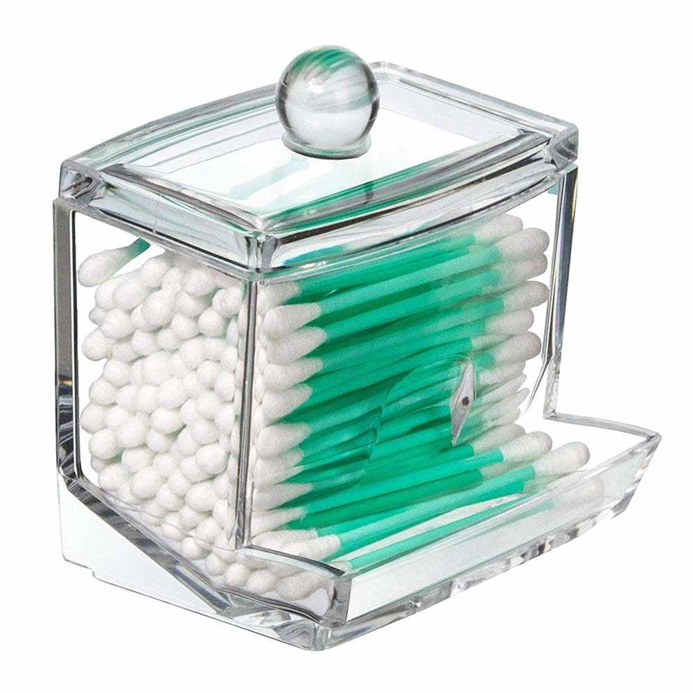 EIMELI Qtip Cotton Swab Dispenser Holder - Acrylic Apothecary Vanity ...