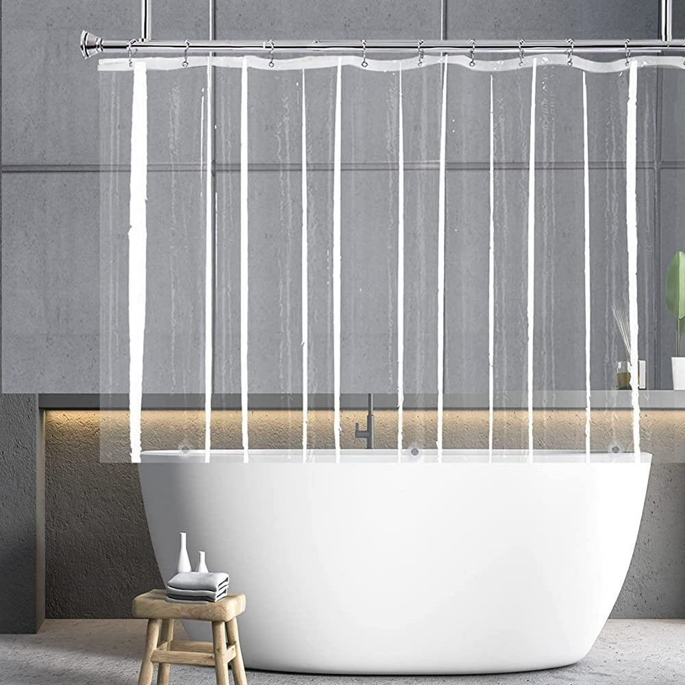 EIMELI Short Shower Curtain Liner 60inch Clear PEVA Plastic Waterproof ...