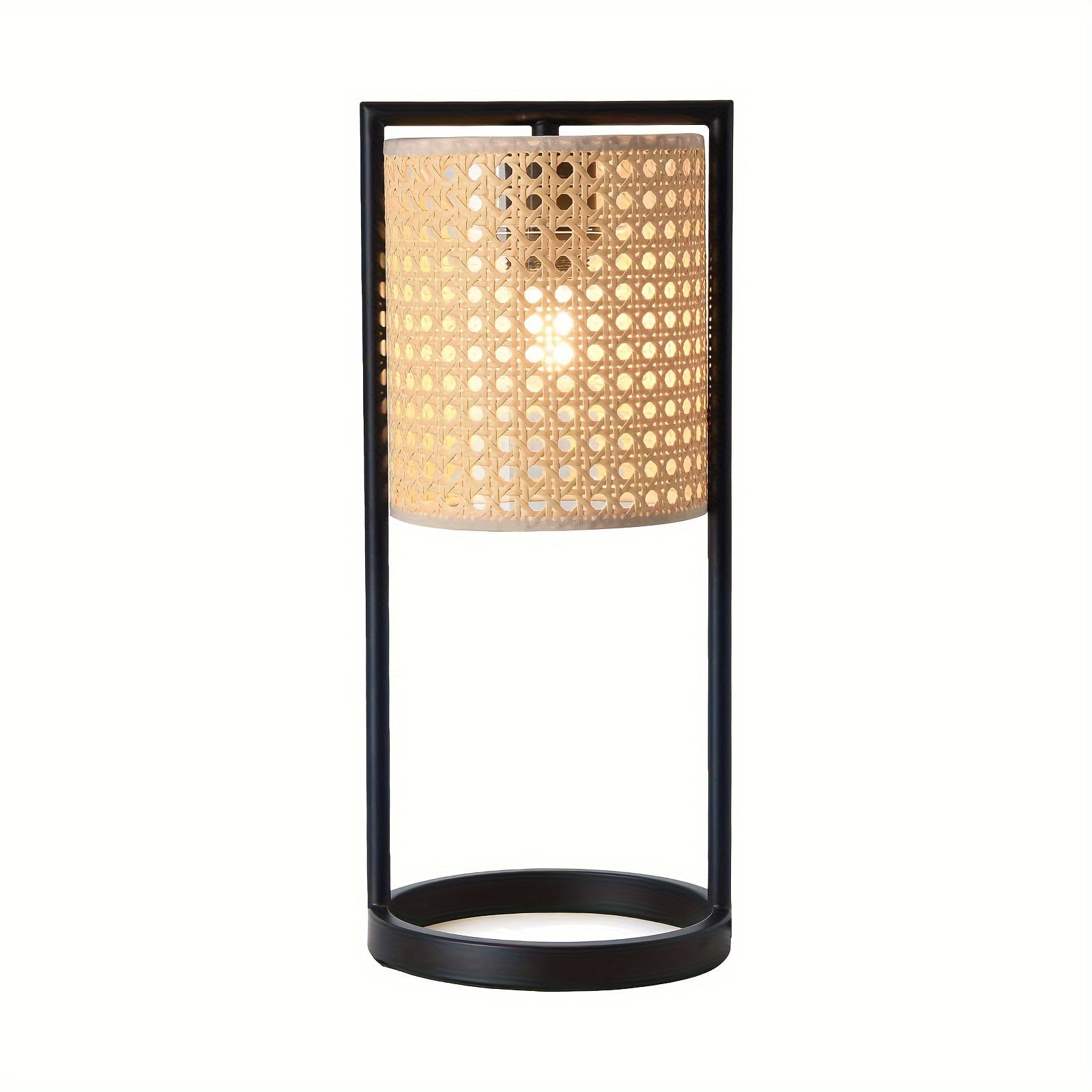 EIMELI Small Handwoven Bamboo Table Lamp - Rattan Shade Bohemian Wicker ...