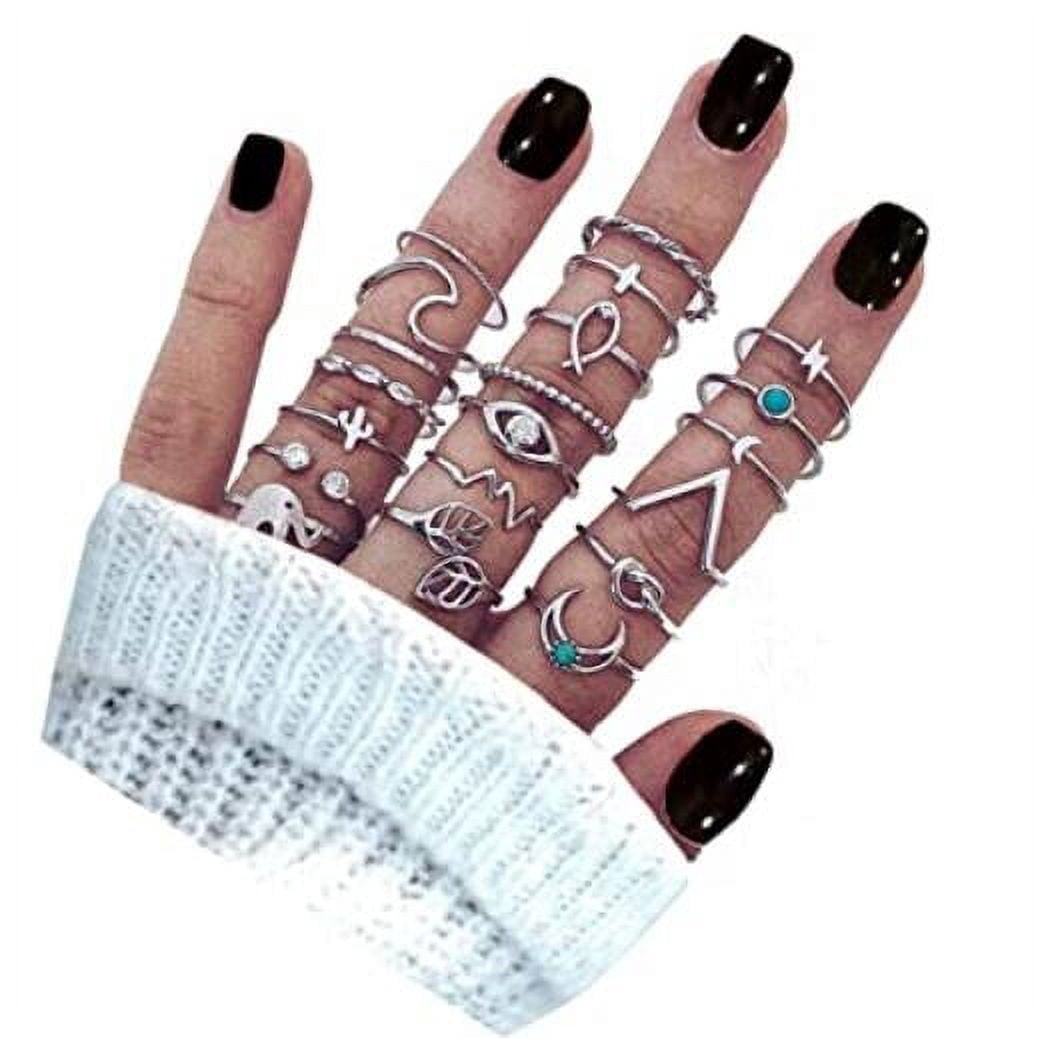 EIMELI Star Moon Women's Knuckle Rings Set Vintage Stackable Midi ...