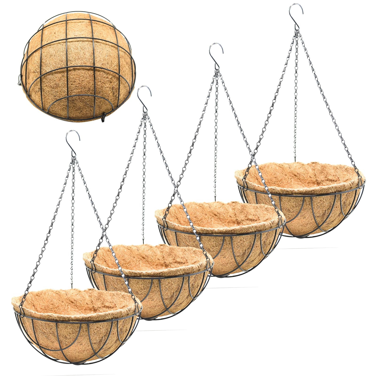 EIMQUVW Outdoor Metal Hanging Planters Basket (4pack, 10 inch) Hanging ...