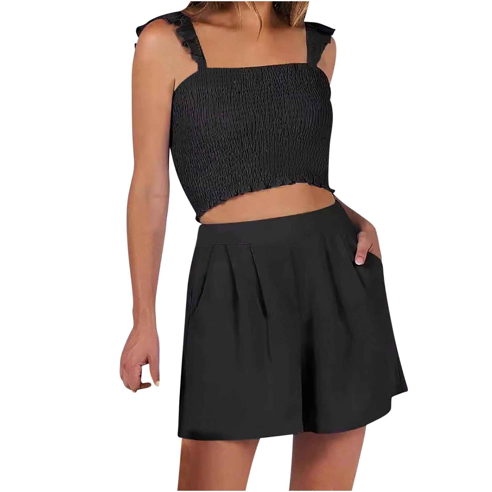 EINCcm 2 Piece Outfits for Women Summer Shorts Set with Pocket Travel ...