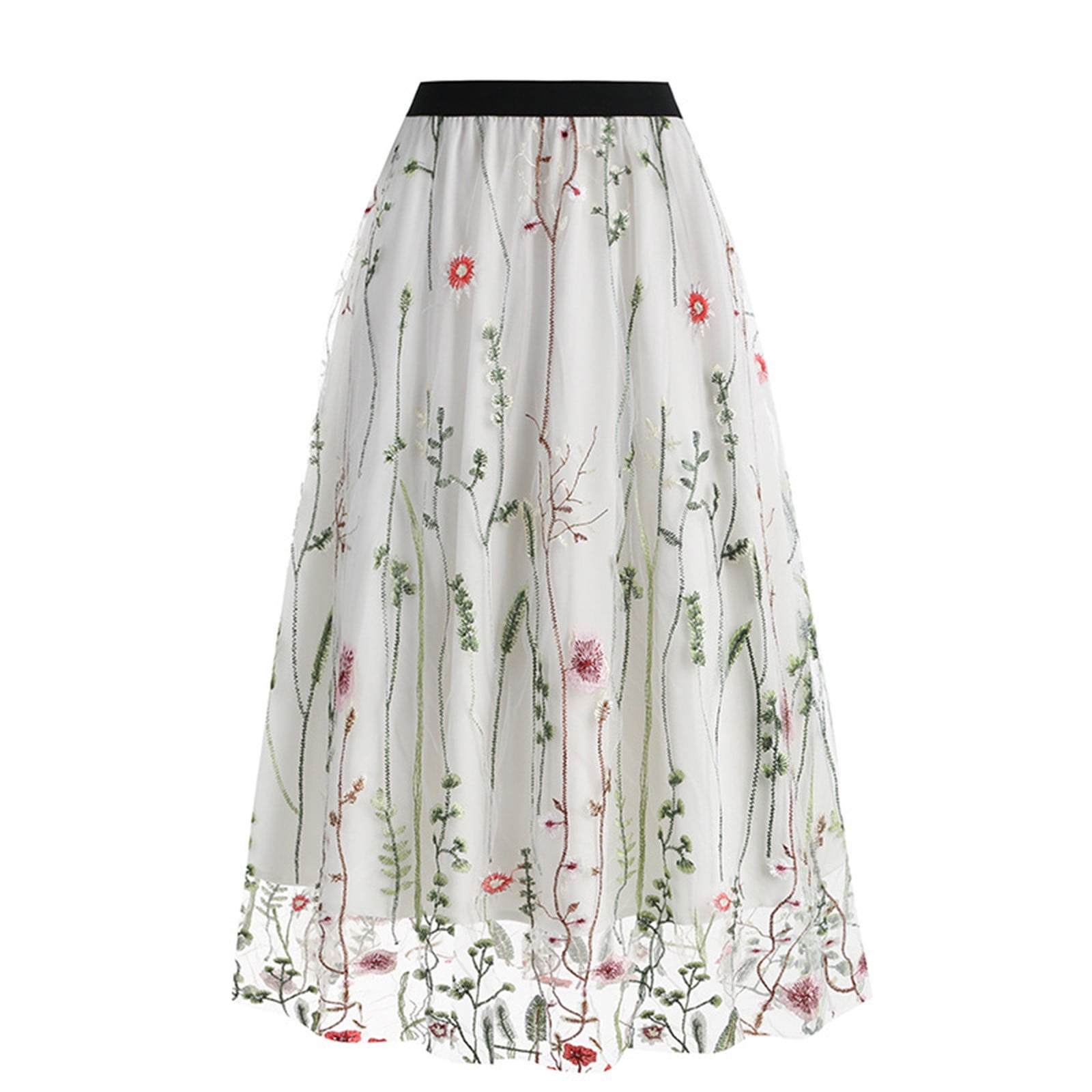 EINCcm Floral Embroidered Midi Skirts for Women Embroidery Skirt ...