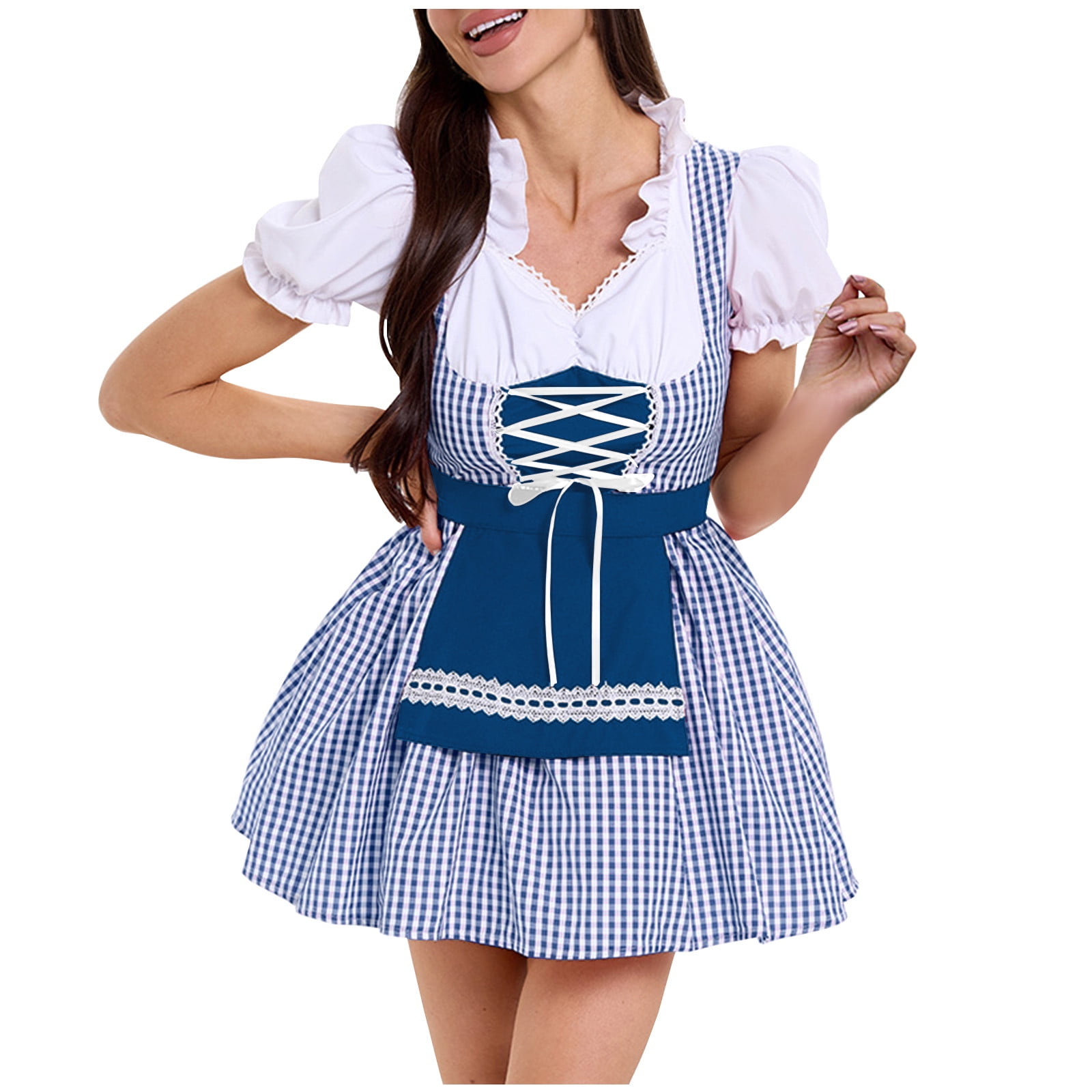 EINCcm Women Oktoberfest Dirndl Costume Plaid German Beer Festival ...