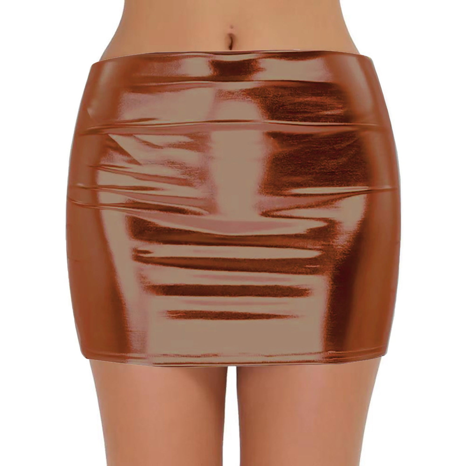 EINCcm Women Patent Leather Skinny Mini Skirts Nightclub Party ...