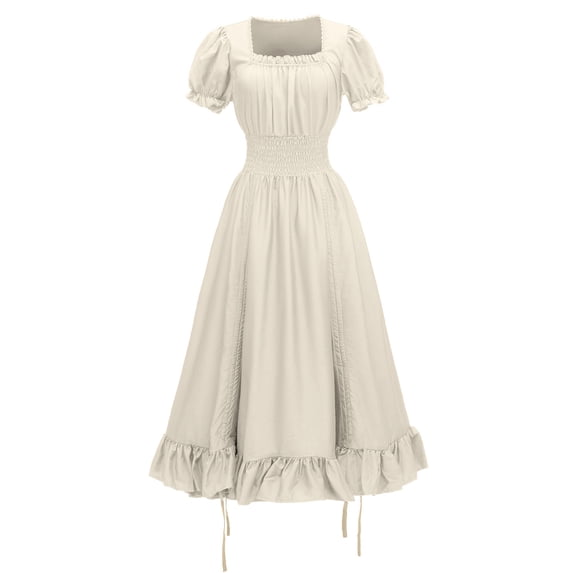 EINCcm Women Renaissance Costumes Medieval Dress Ruffle Trim Short ...