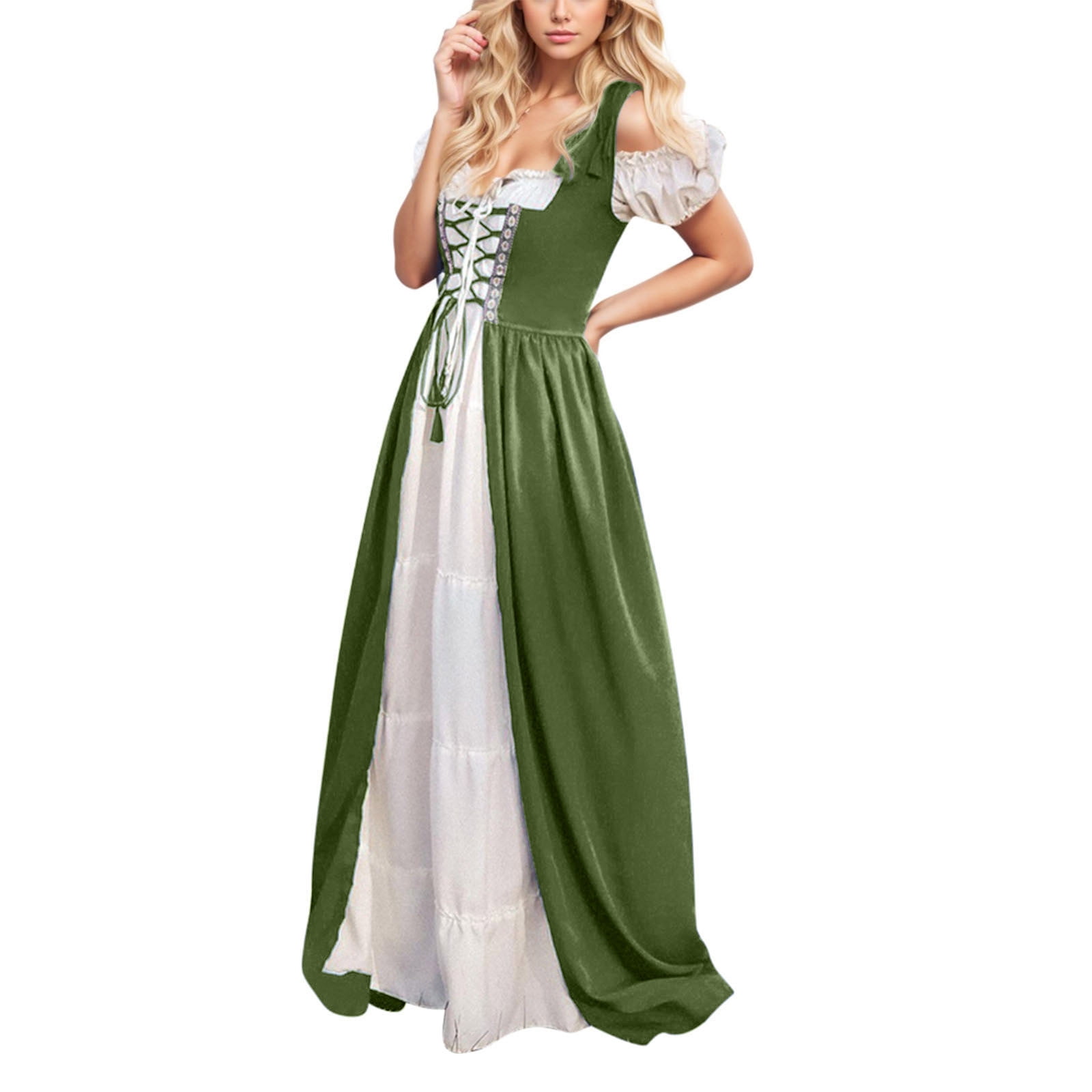 EINCcm Women Renaissance Dress Peasant Medieval Dress Short Sleeve ...