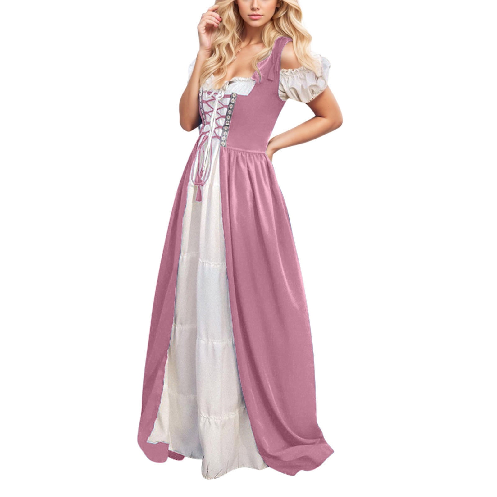 EINCcm Women Renaissance Dress Peasant Medieval Dress Short Sleeve ...