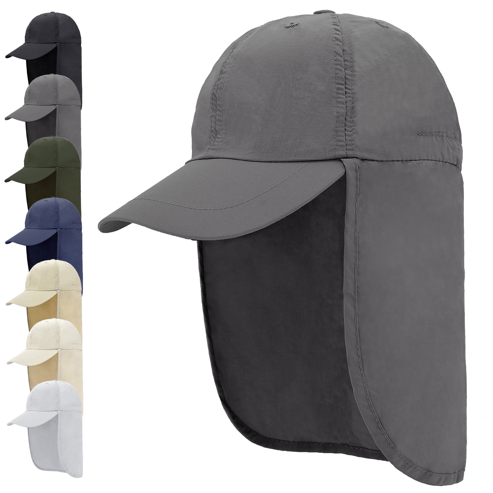 EINSKEY Baseball Cap, Waterproof Sun Hat with Neck Flap, Dark Grey ...
