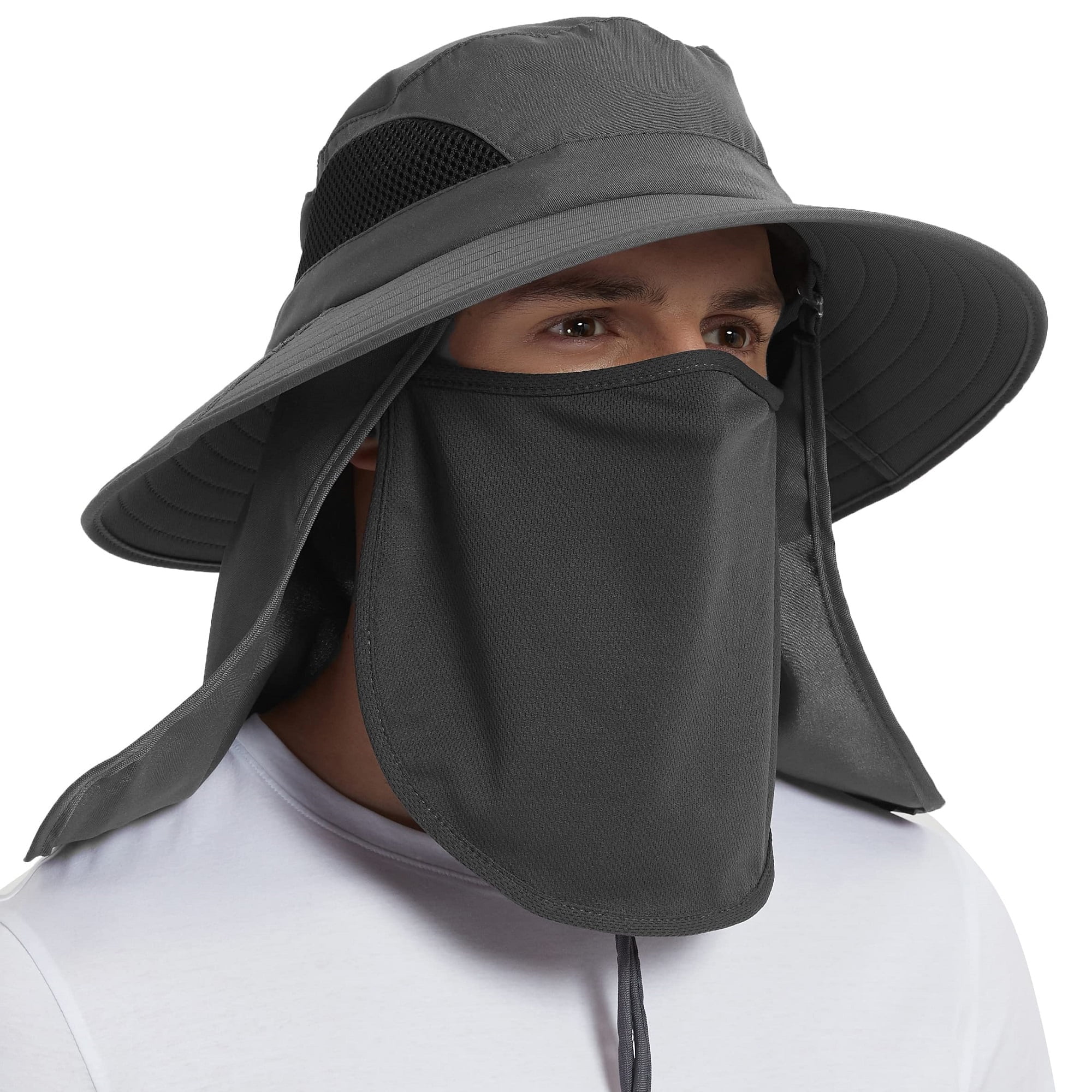 EINSKEY, Fishing Sun Protection Hat with Neck Flap, Dark Gray - Walmart.com