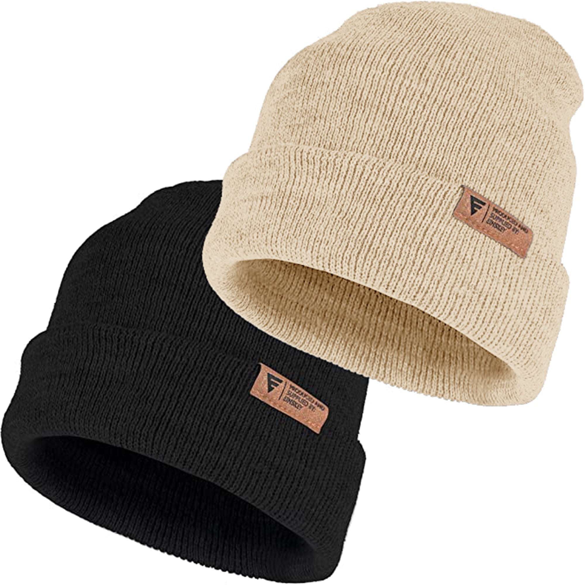 EINSKEY Knit Cuffed Lined Beanie, 2-Pack Skull Cap Beanie Stocking Hats ...
