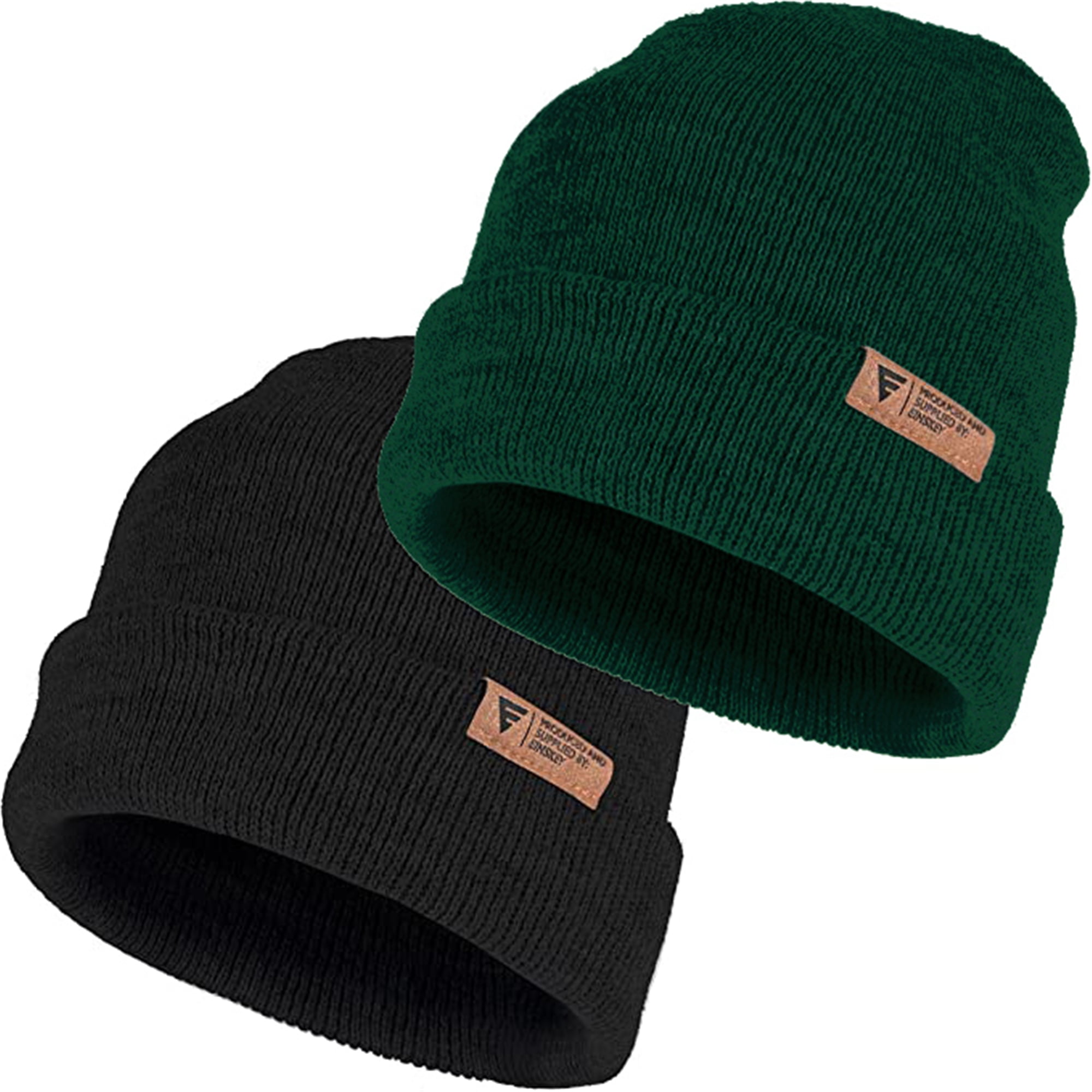 EINSKEY Knit Cuffed Lined Beanie, 2-Pack Skull Cap Beanie Stocking Hats ...