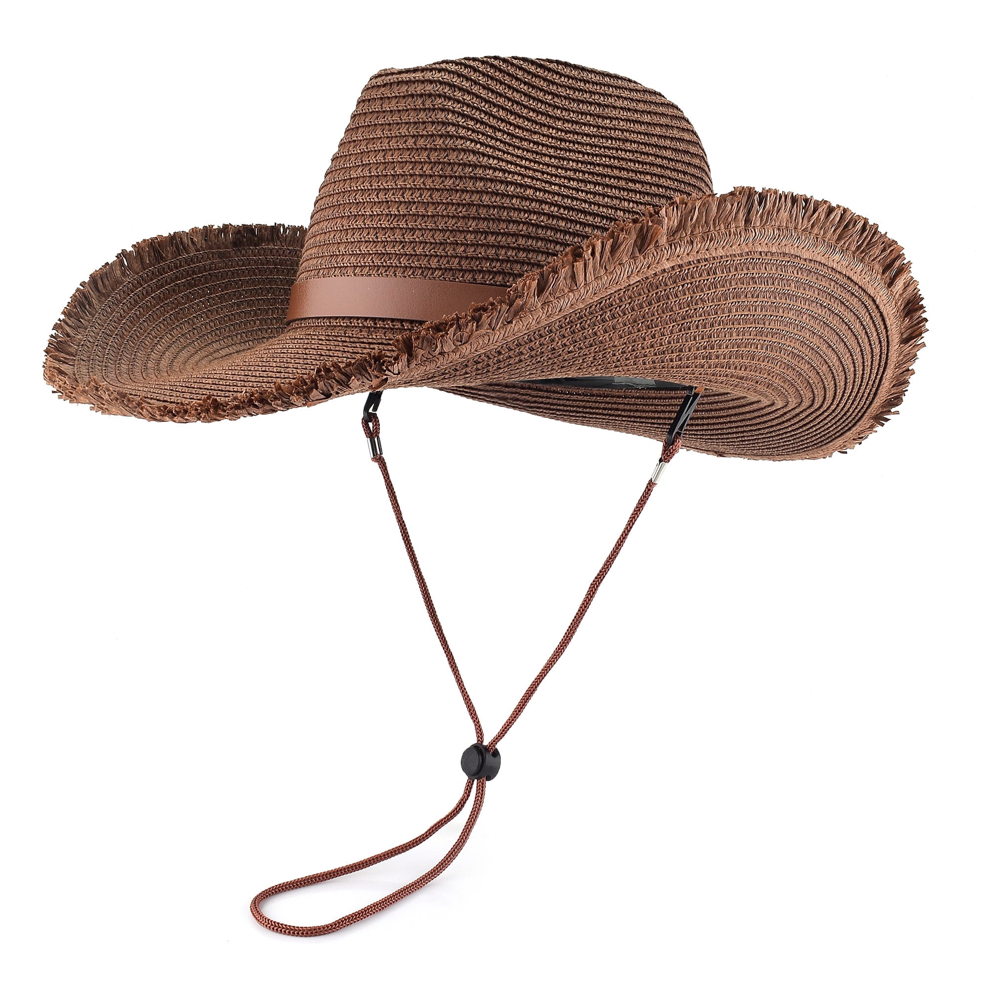 EINSKEY Straw Cowboy Hat with Fringe Shapeable Brim, Beach Cowgirl Hat ...