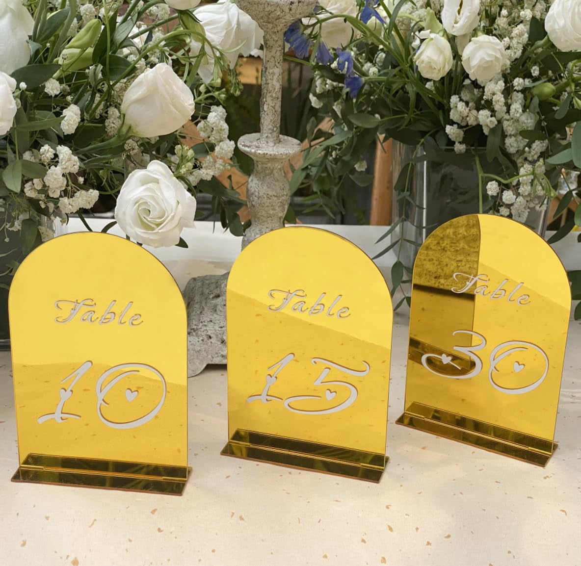 EINZUFUF Wedding Table Numbers, Gold Table Numbers with Stands 1-10 ...