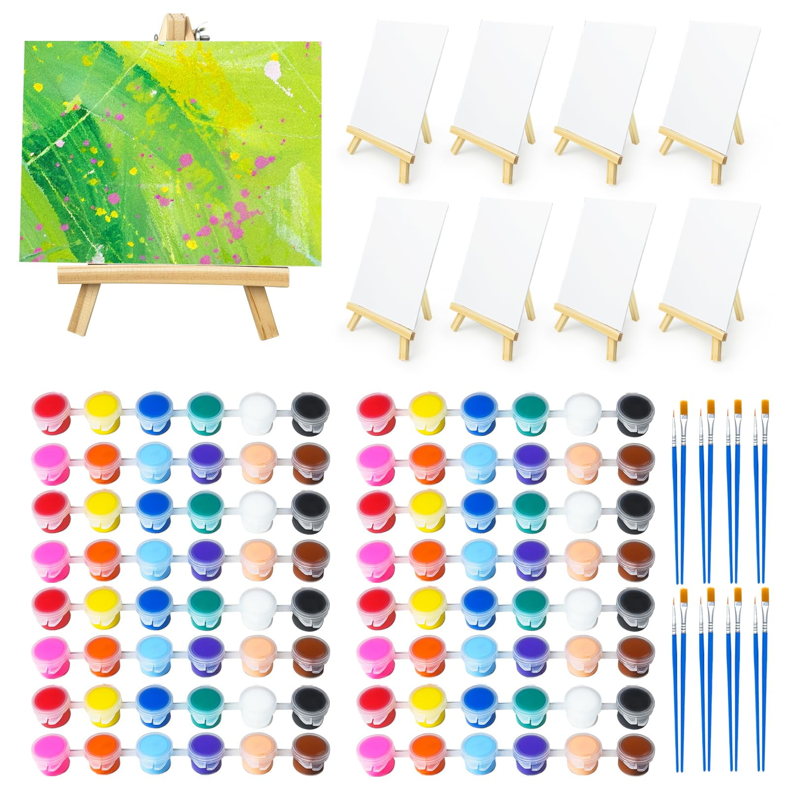 EIRUOKIGA 8 SetTRDN Mini Acrylic Paint Kit, Mini Stretched with Easel ...