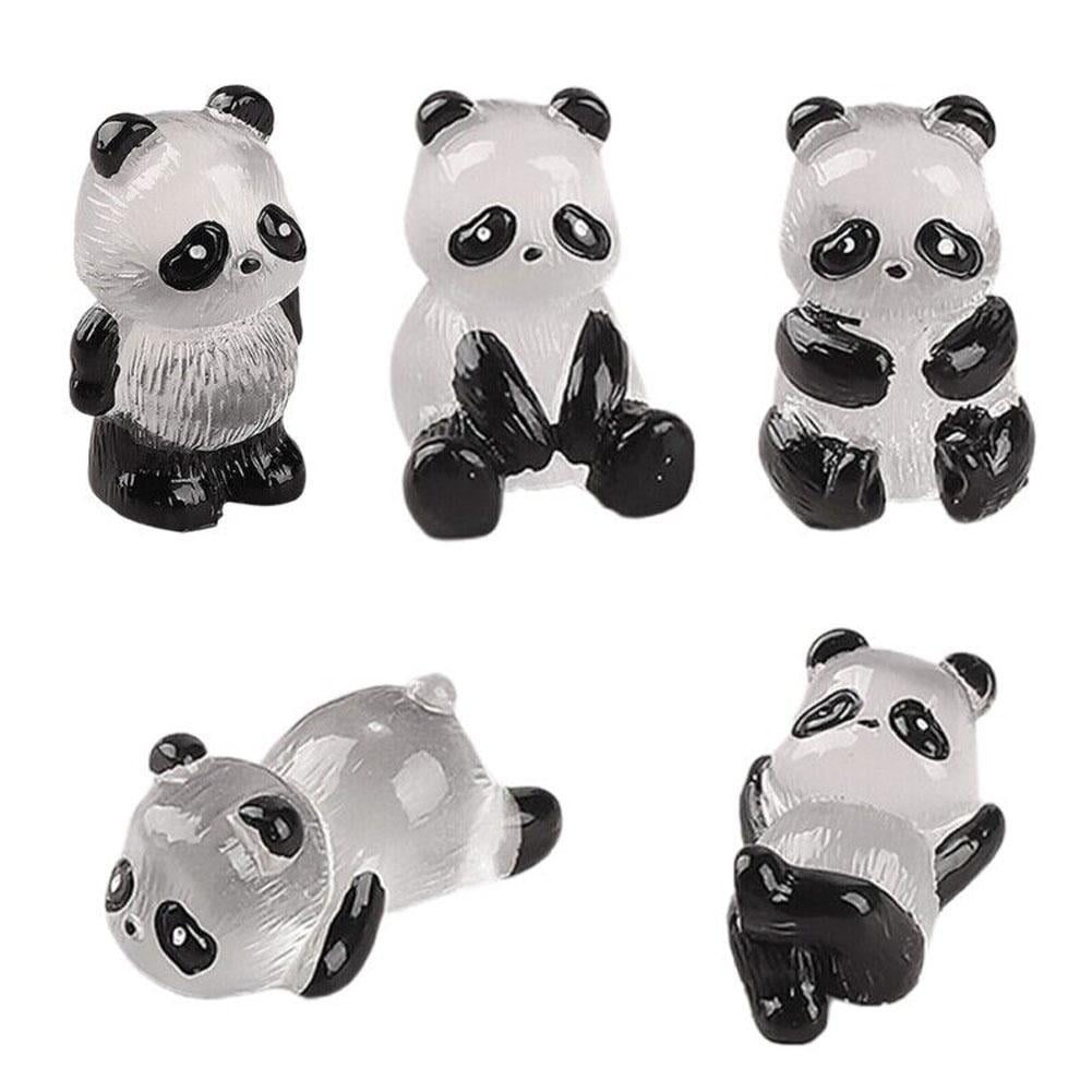 EIRZNGXQ Luminous Mini Panda Figurines, Miniature Cute Panda Landscape ...