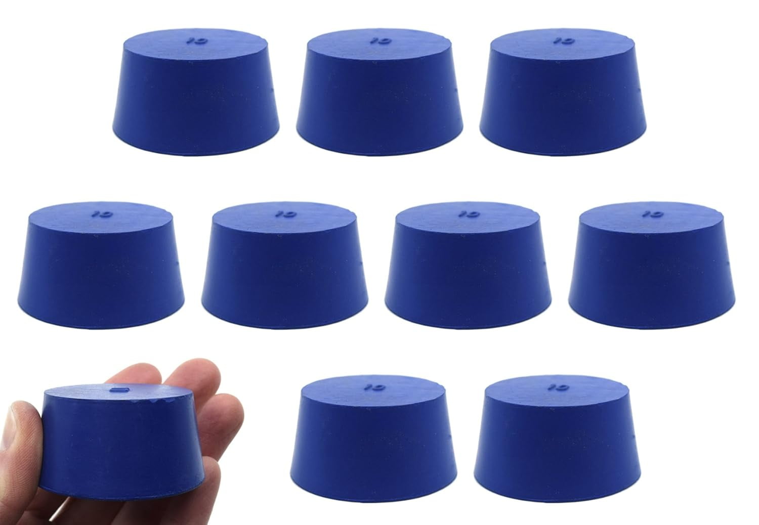 EISCO 10PK Neoprene Stoppers, Solid - ASTM Size: #10-42mm Bottom, 50mm ...