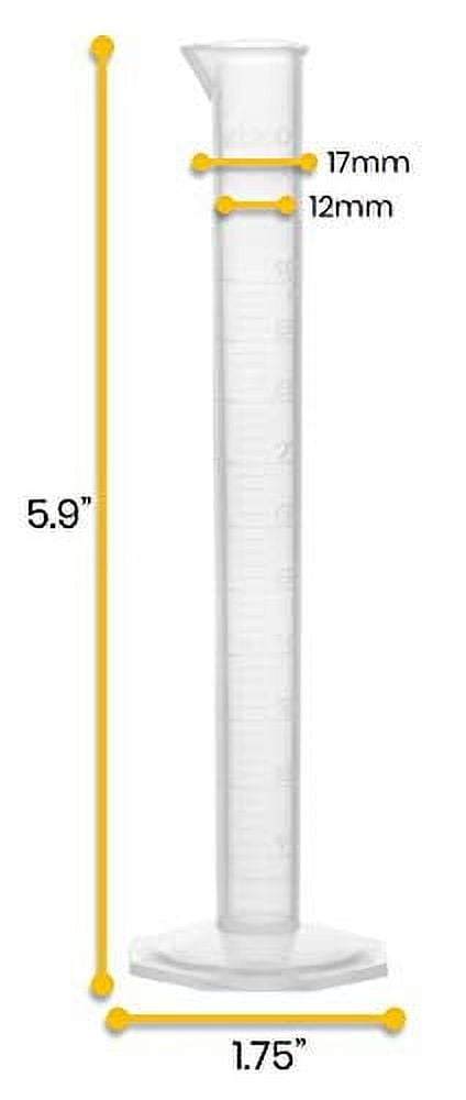 EISCO 24PK Graduated Cylinders, 10mL - Class B Tolerance - Octagonal Base - Polypropylene ...
