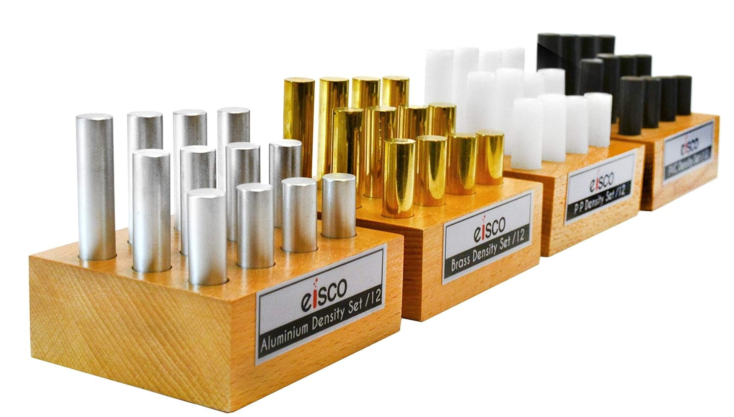 EISCO 48pc Cylindrical Bars Density Super Set - Includes 4 Sets Brass, Aluminum, PVC ...