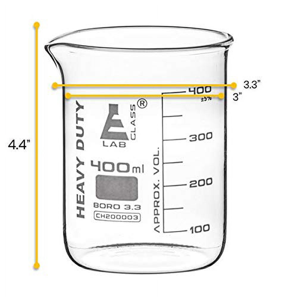 EISCO 6PK Heavy Duty Beakers, 400ml - 3.2mm Thick, Uniform Walls ...