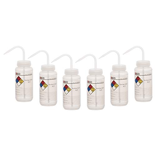 EISCO 6PK Wash Bottle for Distilled Water, 500ml - Labeled with Color ...