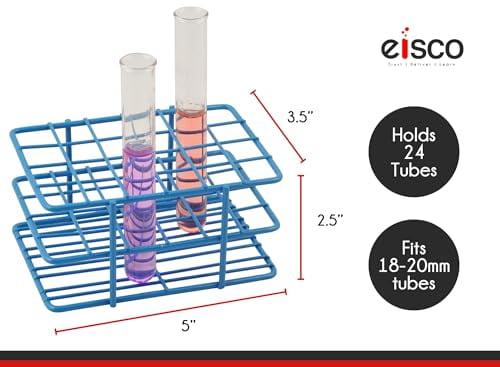 EISCO Blue Epoxy Coated Steel Wire Test Tube Rack, 24 Holes, Outer ...