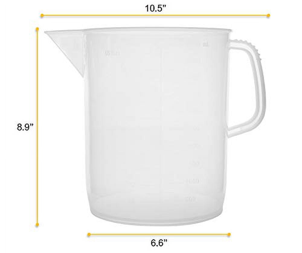 EISCO Measuring Jug, 5000mL (5 Liter) - Short Form - Polypropylene Plastic - Molded Graduations ...