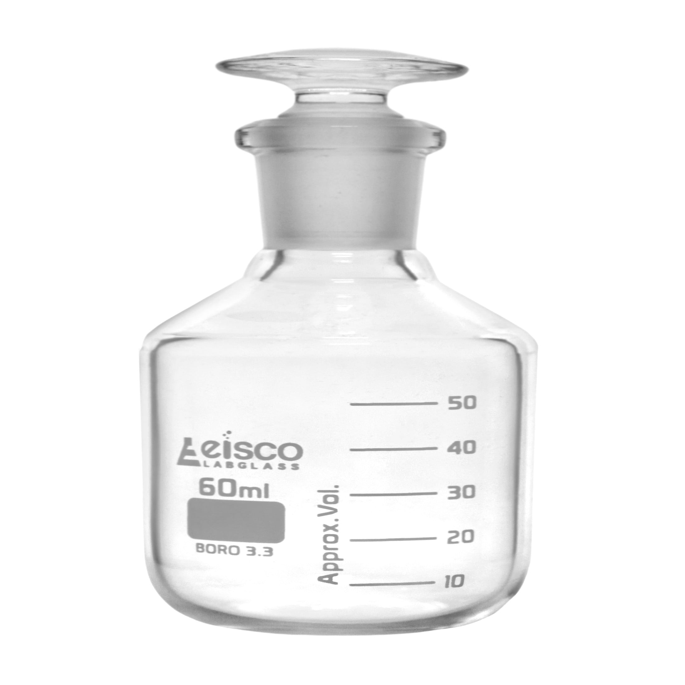 EISCO Reagent Bottle, 60mL - Graduated - Narrow Mouth with Solid Glass ...