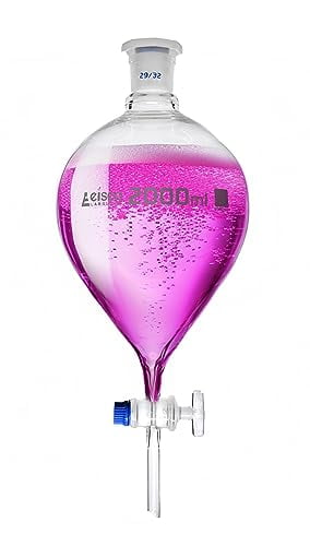 EISCO Separatory Funnel, 2000mL - Pear Shaped - 29/32 Plastic Stopper ...