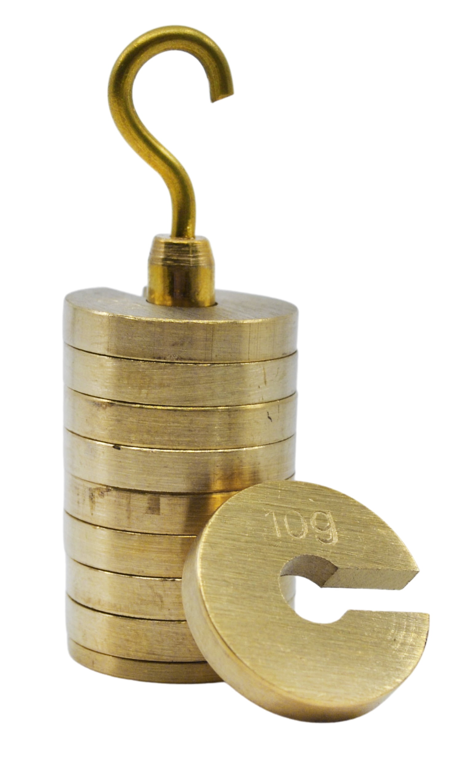 EISCO Slotted Weight Set, 100g - Brass - with Hook - Removable Weights ...