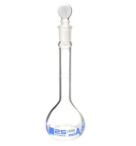 EISCO Volumetric Flask, 25ml - Class A, ASTM - Tolerance ±0.030 ml ...