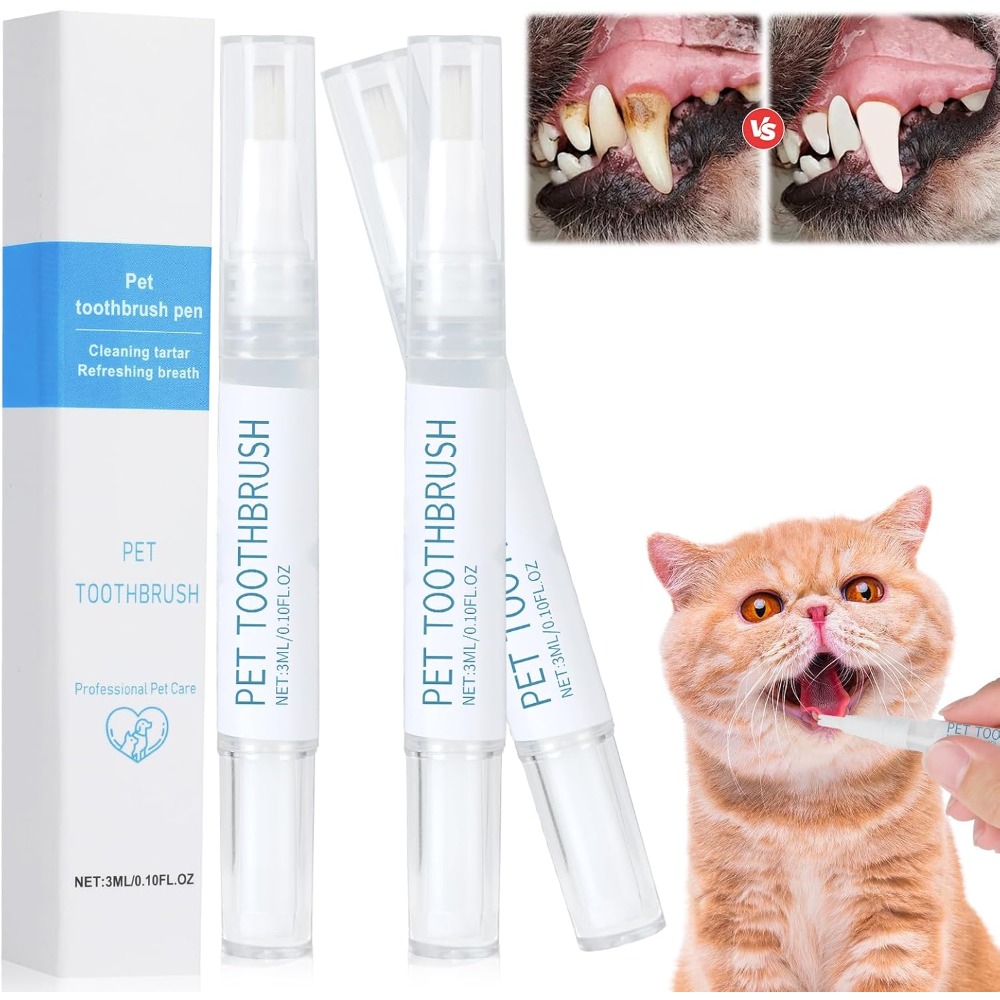 EISHOW 3 Pcs Pet Toothbrush Pen, Dog Teeth Cleaning Pen, Dog Tartar ...