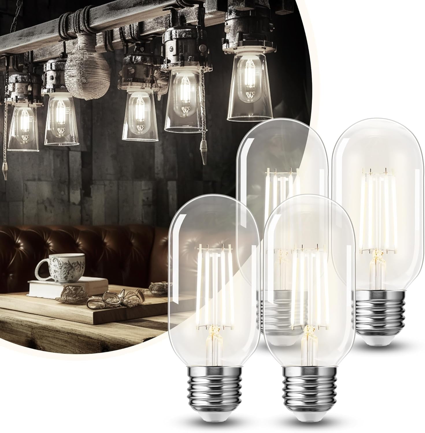 EISHOW 4 Pack LED Edison Bulbs, 4W Edison Light Bulbs, Antique LED ...
