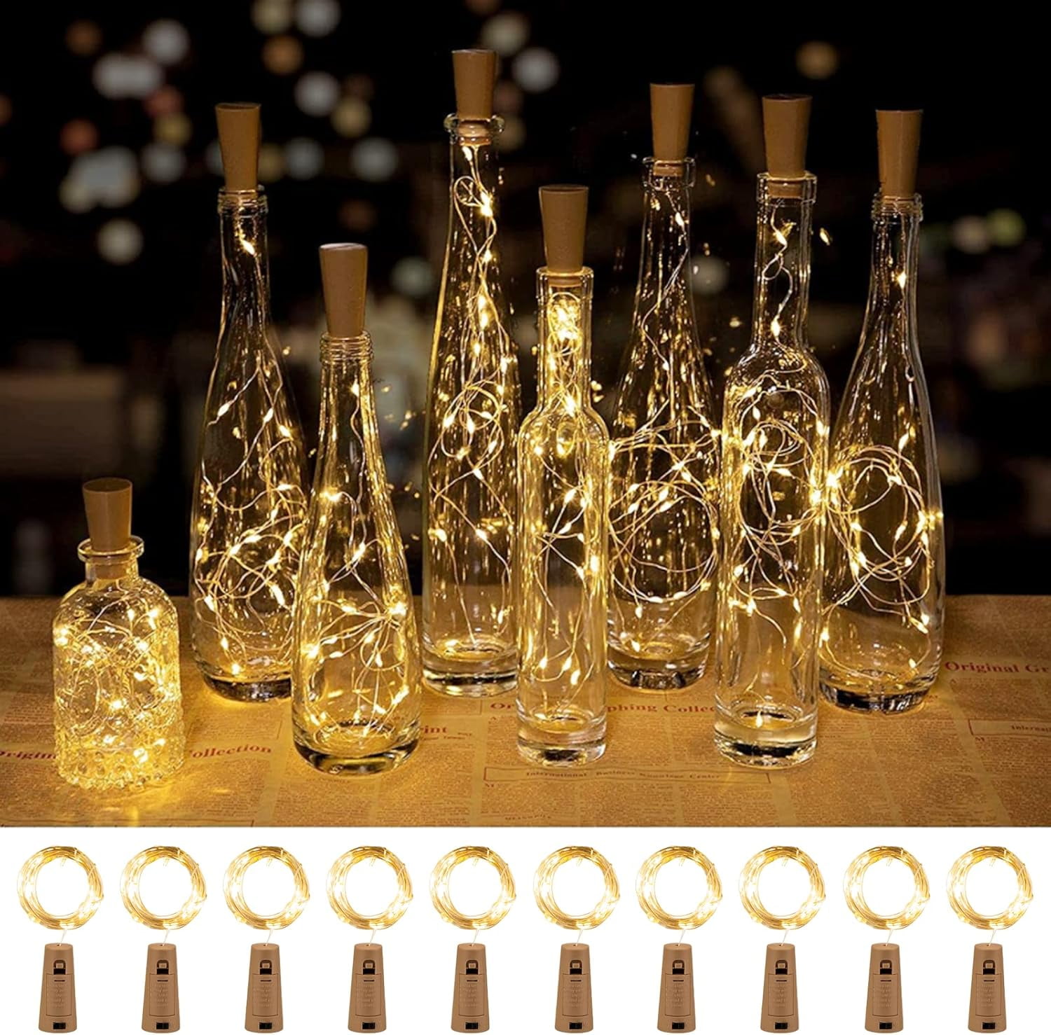 EISHOW Wine Bottle Lights with Cork - 7ft 20 LED Battery Operated Cork ...