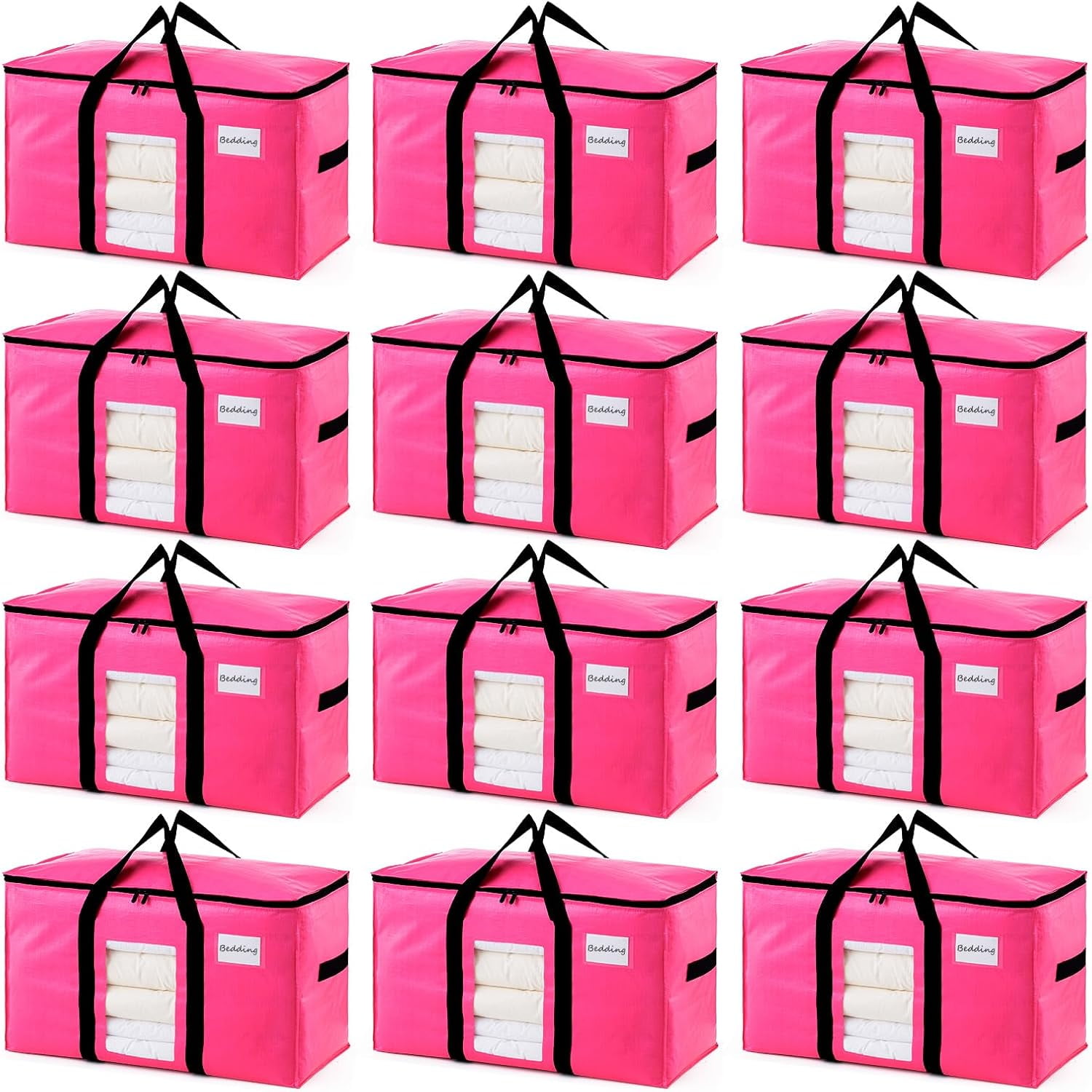 EISRUNG 12 Pack Pink Extra Large Moving Bags, Heavy Duty Totes with ...