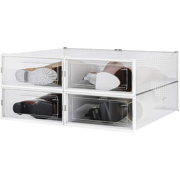 Extra Large Boot and Shoe Storage Boxes Stackable Clear Plastic Shoe ...